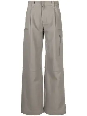 AMI Paris Wide-leg Virgin Wool Trousers - Grey