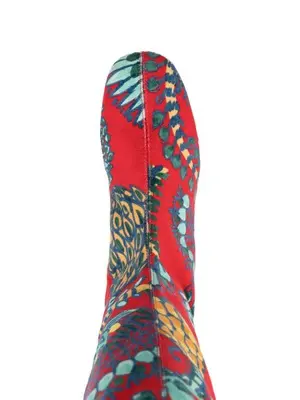 La DoubleJ Edie Velvet Boots - Red