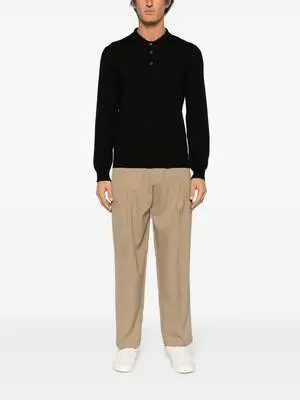 Corneliani Virgin Wool Polo Sweater - Black