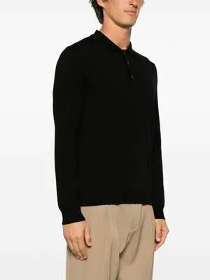 Corneliani Virgin Wool Polo Sweater - Black