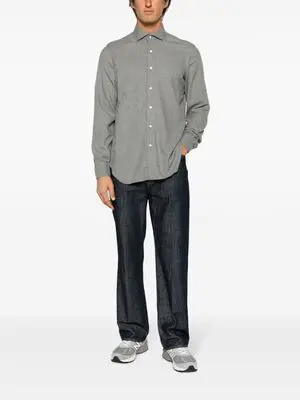 BARBA NAPOLI Check-print Cotton Shirt - Grey
