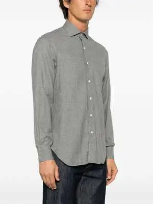 BARBA NAPOLI Check-print Cotton Shirt - Grey
