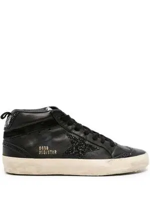 GOLDEN GOOSE Mid-star Leather Sneakers - Black