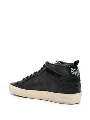 GOLDEN GOOSE Mid-star Leather Sneakers - Black