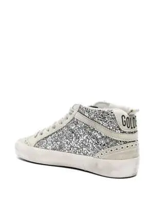 GOLDEN GOOSE Mid-star Glitter Sneakers - Silver