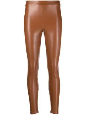 Michael Kors Ankle-zip Faux-leather Leggings - Brown