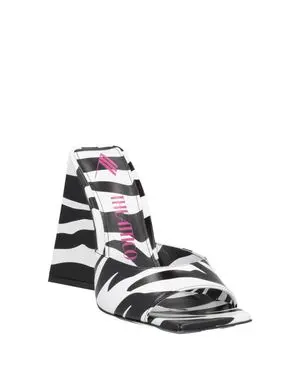 Attico Zebra-print Leather Slide Sandals - White