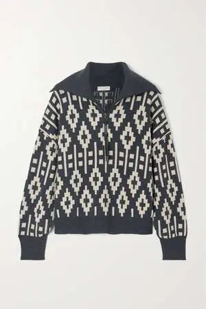 Brunello Cucinelli Wool, Cashmere, And Silk-blend Jacquard Sweater