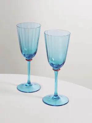 La DoubleJ Set Of Two Murano Glass Wine Glasses - Blue