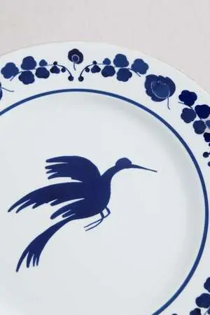 La DoubleJ 31cm Gold-plated Painted Porcelain Charger Plate - Blue
