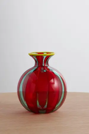 La DoubleJ Mini Ciccio Striped Murano Glass Vase - Red