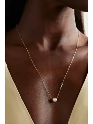 Mizuki 14-karat Pearl And Diamond Necklace