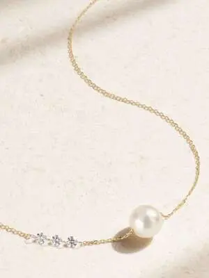 Mizuki 14-karat Pearl And Diamond Necklace