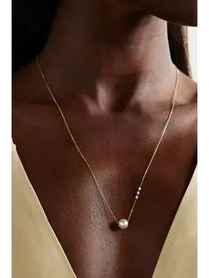 Mizuki 14-karat Pearl And Diamond Necklace