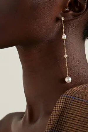 Mizuki 14-karat Pearl And Diamond Earrings