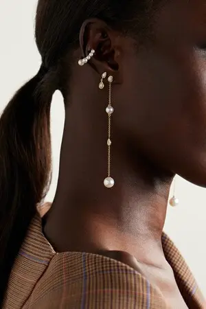 Mizuki 14-karat Pearl And Diamond Earrings