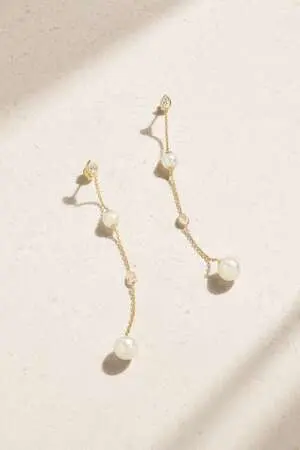 Mizuki 14-karat Pearl And Diamond Earrings