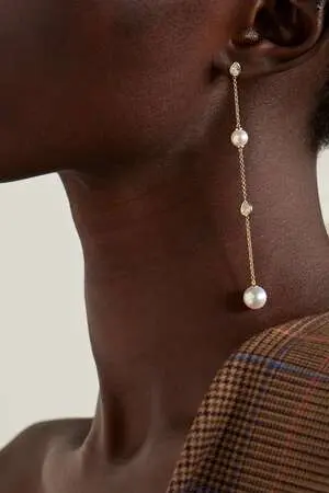 Mizuki 14-karat Pearl And Diamond Earrings