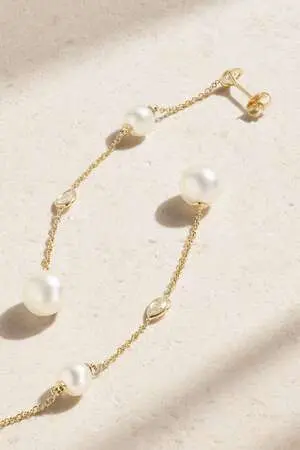 Mizuki 14-karat Pearl And Diamond Earrings