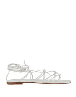 GIANVITO ROSSI Leather Tie-Up Sandals White