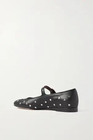 Le Monde Beryl Studded Leather Mary Jane Ballet Flats - Black