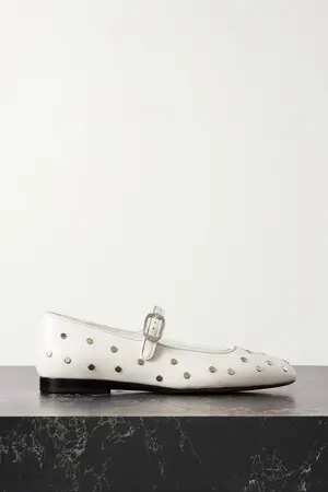 Le Monde Beryl Le Monde Beryl Studded Leather Mary Jane Ballet Flats White