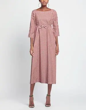 ROSÉ A POIS Midi Dress Rust Cotton