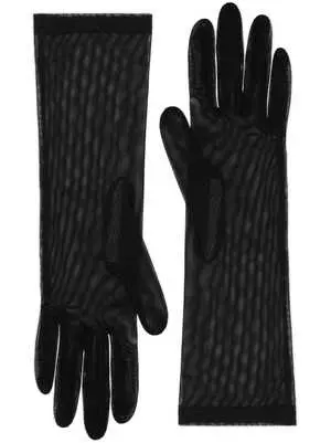 Dolce & Gabbana Tulle Semi-sheer Gloves - Black