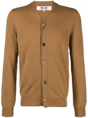 Play Comme Des Garcon V-neck Buttoned Cardigan - Brown