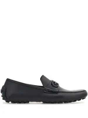 FERRAGAMO Gancini Leather Loafers - Black
