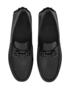 FERRAGAMO Gancini Leather Loafers - Black