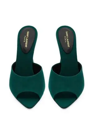 Saint Laurent 105mm Suite Silk Sandals - Green