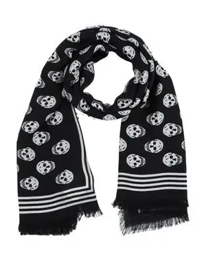 Alexander McQueen Man Scarf White Size - Wool Black