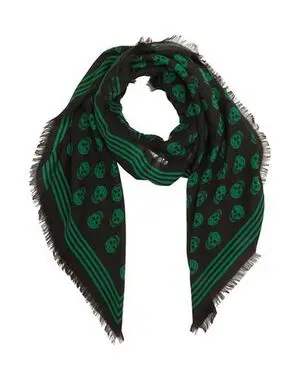 Alexander McQueen Man Scarf White Size - Wool Green