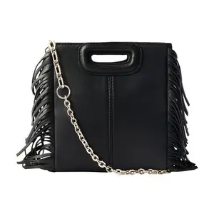 Maje Leather Mini M Bag With Chain Noir