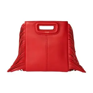 Maje Leather Mini M Bag With Chain Rouge