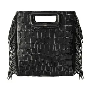 Maje Leather M Bag With Fringe Noir