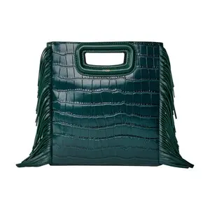 Maje Leather M Bag With Fringe Vert_bouteille