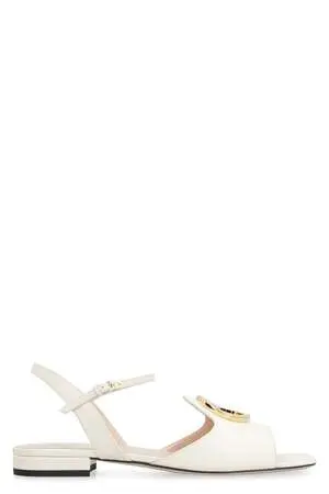 Gucci GG Leather Sandals White