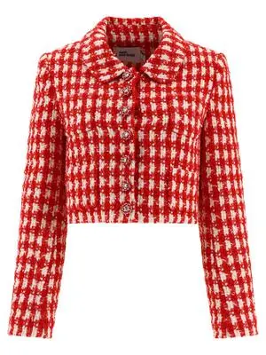 SELF-PORTRAIT Self-Portrait Bouclé Blazer - Red