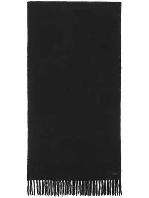 Saint Laurent Fringes Wool Blend Scarf - Black