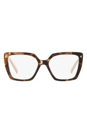 Prada 53mm Square Eyeglasses - Brown Tort