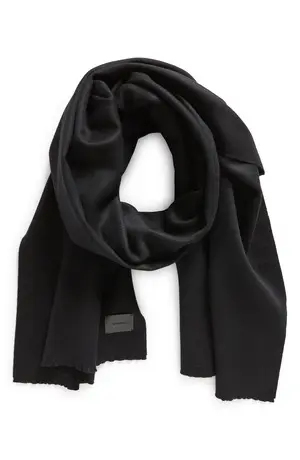 Vince Double Face Wool & Cashmere Fringe Scarf Black