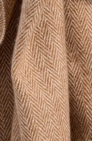 Vince Herringbone Cashmere Fringe Scarf - Walnut