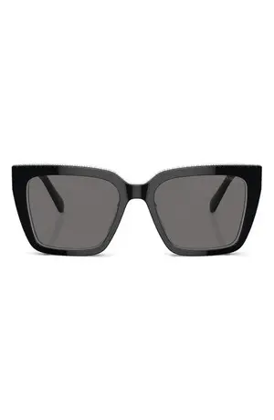 SWAROVSKI 54mm Oversize Square Sunglasses - Black