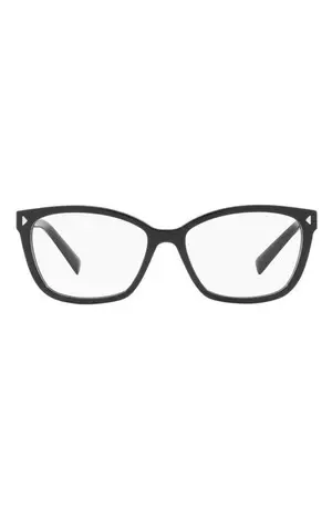 Prada 57mm Rectangular Eyeglasses - Black