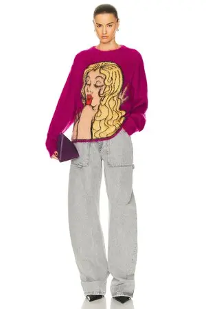 Erl Kiss Mohair Intarsia Sweater Knit In Pink In Fuscia - 66% Off