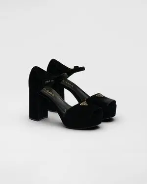 Prada Velvet Platform Sandals