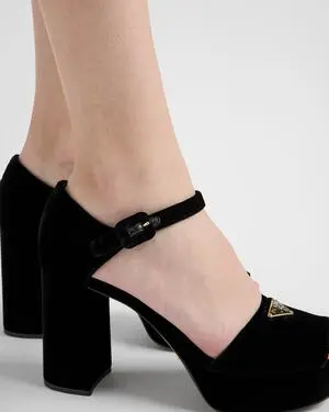 Prada Velvet Platform Sandals