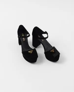 Prada Velvet Platform Sandals